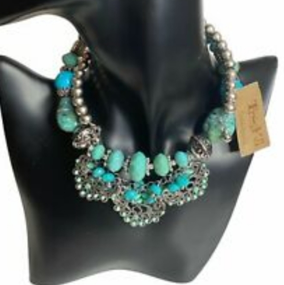 Treska | Jewelry | Treska Collection Turquoise Silvertone Coil Boho ...